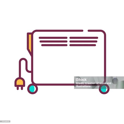 히터 색상 선 아이콘입니다 바퀴 덕분에 이동할 수 있습니다 방을 가열합니다 웹 페이지 모바일 앱 프로모션에 대한 픽토그램 Ui