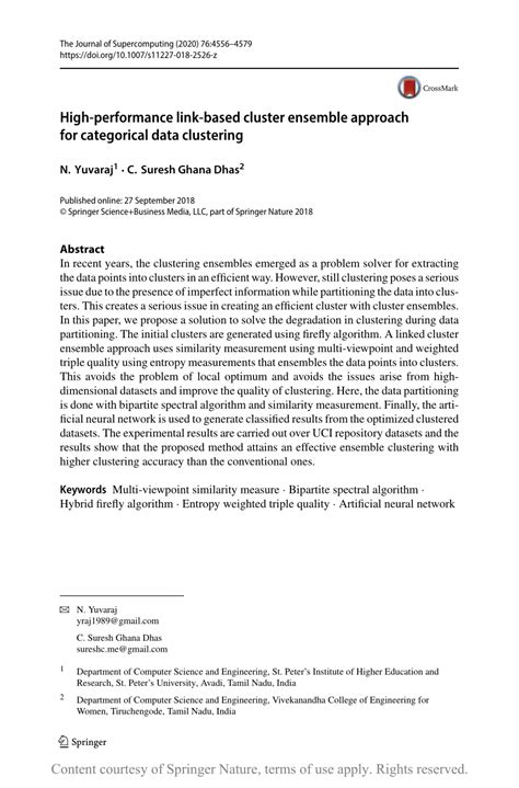 high performance link based cluster ensemble approach for categorical