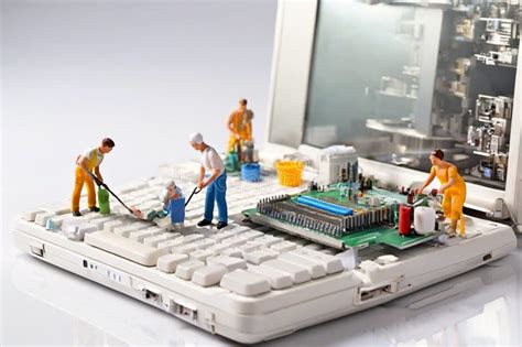 Miniature People On Top Of Computer Mouse Stock Illustration