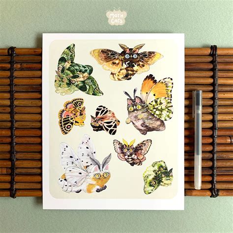 Moth Cat Print “moth Cats Chart Paperpuffin