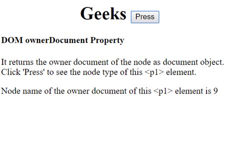 Html Dom Ownerdocument Property Geeksforgeeks
