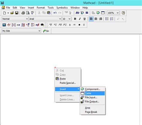 Cant Insert Table In Mathcad Ptc Community