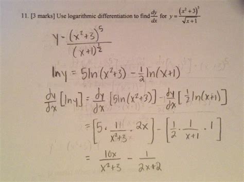 calculus use logarithmic differentiation to find frac{dy}{dx