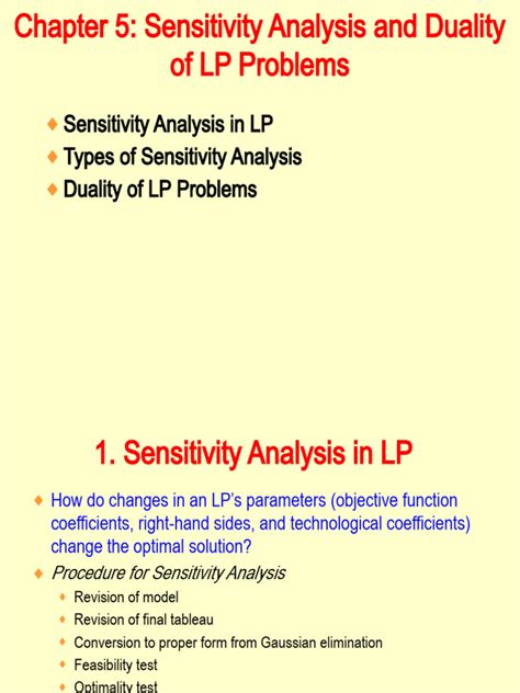 Chapter 5 Sensitivity Analysis And Dual Pdf Mathematical