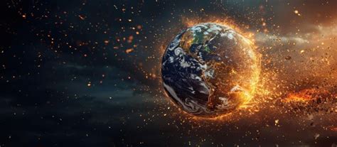 Stunning Digital Artwork Of Earth Exploding In Space With Fiery Debris