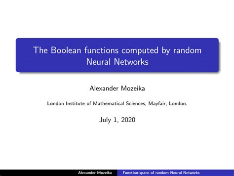 Pdf The Boolean Functions Computed By Random Neural Networks