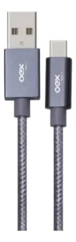Cabo De Dados Oex Ce Usb Type C Trancado Metros Cor Cinza