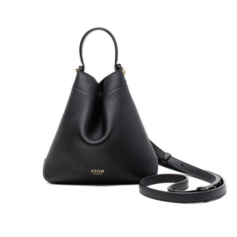 Black Leather Mini Curve Bag