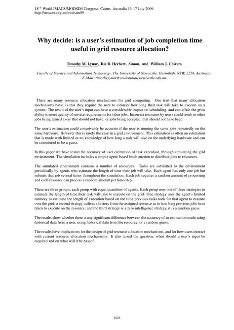 Pdf Why Decide Is A Users Estimation Of Job Completion Time Useful