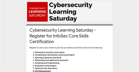 Learn Cybersecurity Skills With Infosec Learning Saturday Cybersecurity Learning Saturday
