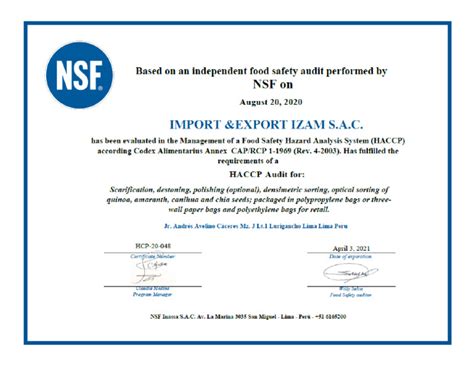Haccp Certificate Pdf