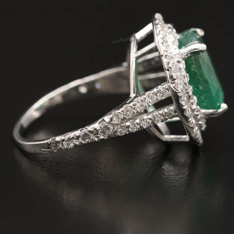 Customizable Double Halo Vintage Emerald Engagement Ring Halo 18k Gold