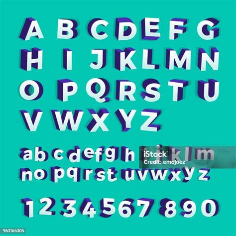 알파벳 벡터 3d 굵은 글꼴을 설정합니다 평면 디자인 일러스트입니다 개념에 대한 스톡 벡터 아트 및 기타 이미지 개념 개념과 주제 다중 색상 Istock