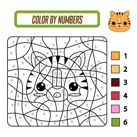 호랑이 색칠하기어린이를 위한 색칠 공부미취학 아동을 위한 교육용 게임워크시트 프리미엄 벡터