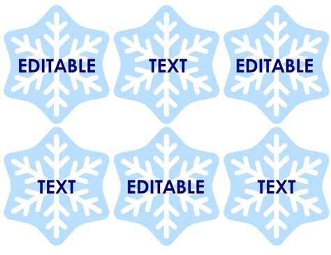 Printable Snowflake Tags Editable Winter Labels Classroom Name Tags