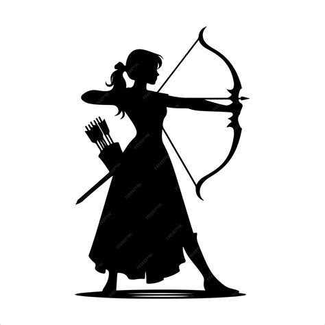 Silueta De Arquero Hombre Blanco Y Negro Diseño Vectorial De Silueta De