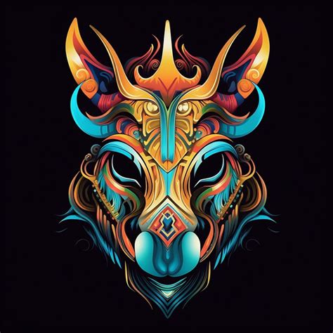 Premium Photo Hip Colorful Mule Head Design