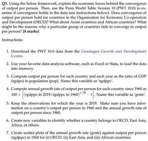 Solved Using The Solow Framework Explain The Economic Forces Behind