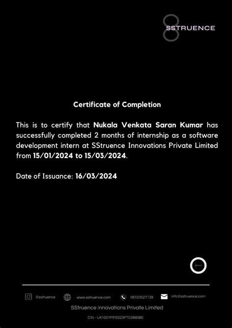 Saran Kumar On Linkedin Softwaredevelopment Internshipaccomplishment