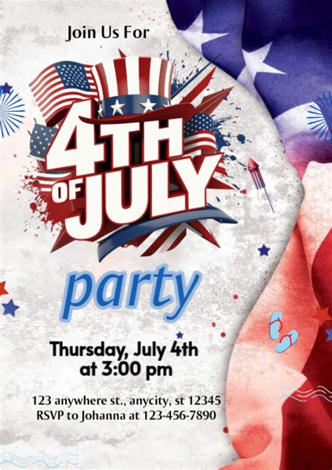 Modern And Minimal 4th Of July Party Flyer A4 Template Postermywall