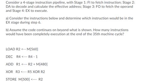 solved consider a 4 stage instruction pipeline with stage