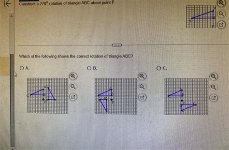 solved construct a 270∘ rotation of triangle abc about point