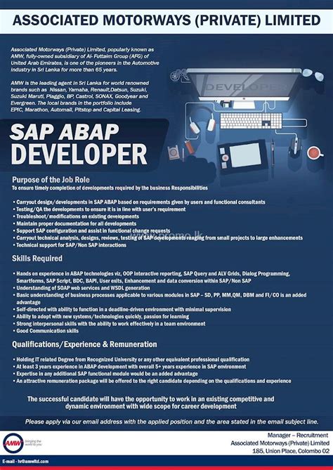Sap Abap Developer At Associated Motorways Private Limited