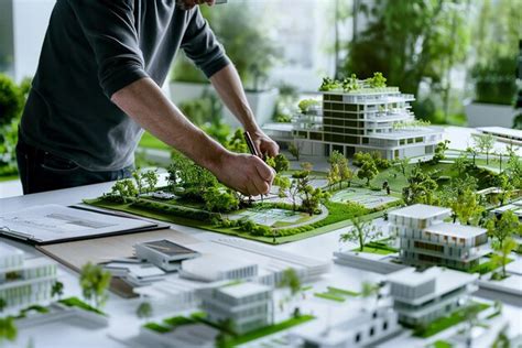 Sustainable Architect Designing A Green Building Premium AI Generated Image