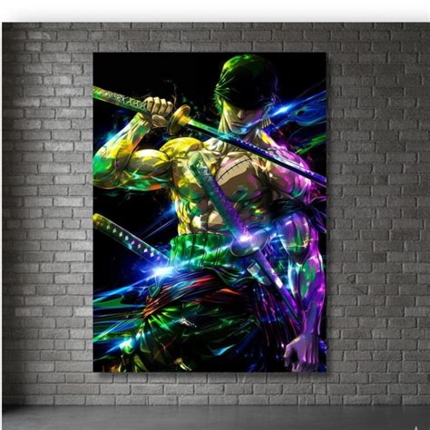 Roronoa Zoro Metal Poster One Piece Anime Wall Art Three Sword Style
