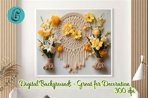 Daffodils Macrame Background 21 Graphic By Glamour · Creative Fabrica
