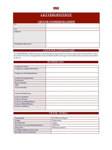 Loi Template For En590 Pdf