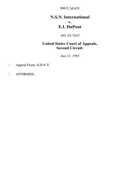 N S N International V E I Dupont 990 F 2d 623 2d Cir 1993 Pdf