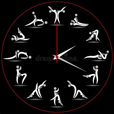 Clock Sex Positionon On Black Background Kama Sutra Sex Poses Yoga Time To Sex Vector