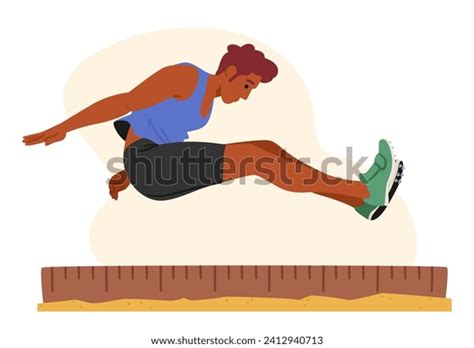 Dynamic Long Jump Athlete Combines Explosive Stock Vector Royalty Free