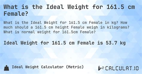What Is The Ideal Weight For 1615 Cm Female Calculatio