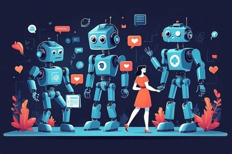 Premium Photo Social Media Bots Vector Illustration Fake Accounts In Tiny Persons Concept