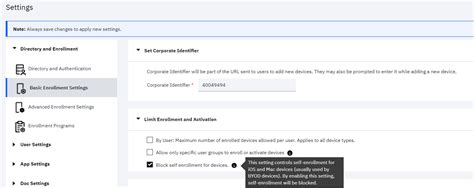 block self enrollment for devices