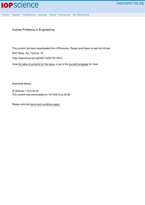 Pdf Inverse Problems In Engineering