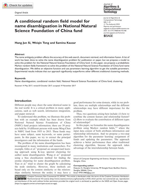 Pdf A Conditional Random Field Model For Name Disambiguation In