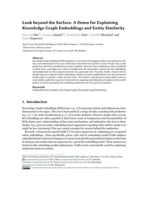 Pdf Look Beyond The Surface A Demo For Explaining Knowledge Graph Embeddings And Entity