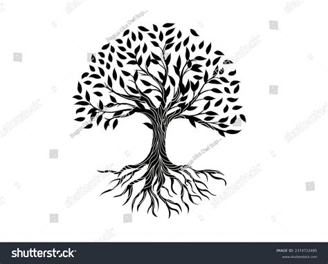 Silhouette Large Tree Roots Stock Vector Royalty Free