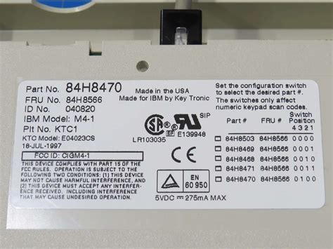 1997 Ibm Model M4 1 Keyboard With Trackpoint 84h8470 18 Jul 1997 And External Numpad 84h8537