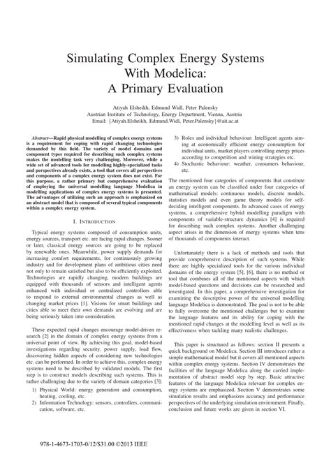 Pdf Simulating Complex Energy Systems With Modelica A Primary Evaluation