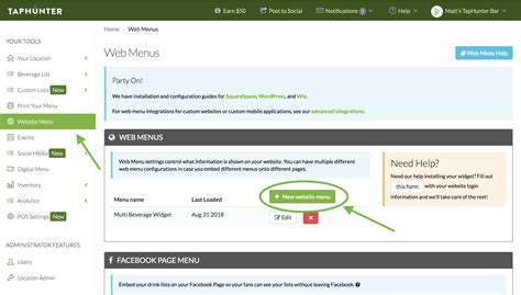 How To Build A Website Menu TapHunter Online Support