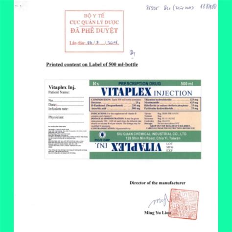 Thuốc Vitaplex Injection 500ml Bổ Sung Vitamin B C Cho Cơ Thể Dược
