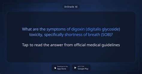 What Are The Symptoms Of Digoxin Digitalis Glycoside Toxicity Specifically Shortness Of