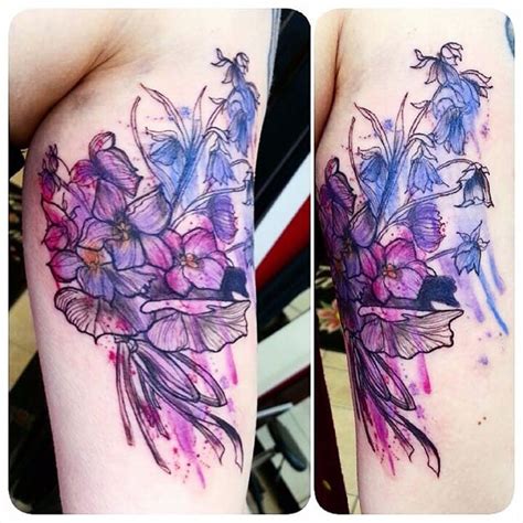 Violet Flower Tattoo Watercolor