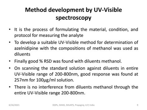 Analytical Method Development And Validation Of Uv Visible Spectroscopy Pptx Chemistry Science