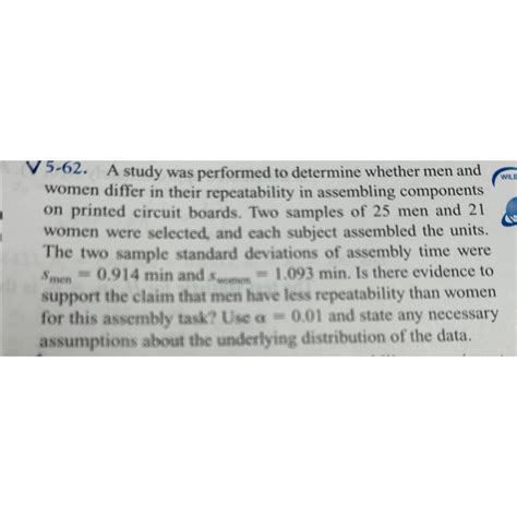 Solved V5 62 A Study Was Performed To Determine Whether Chegg Com
