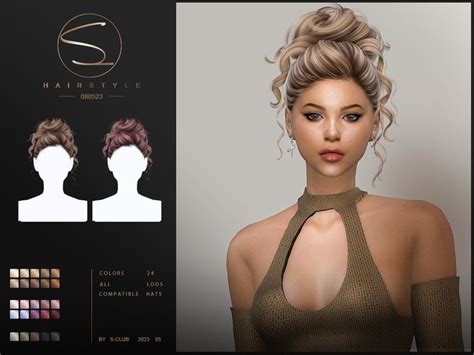 Elegante Updo Hairstyle Casia 080523 By S Club Sims Hair Hair Updos